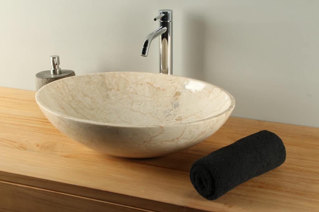 Natuurstenen waskom crème 50 cm marmer BE-4006 - Badkamer Exclusief
