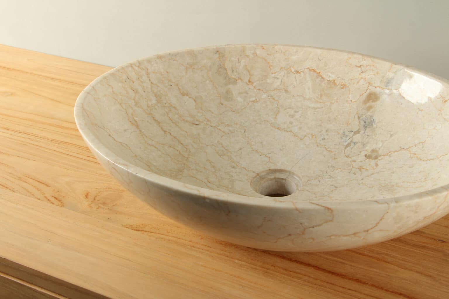 Natuurstenen waskom crème 50 cm marmer BE-4006 - Badkamer Exclusief